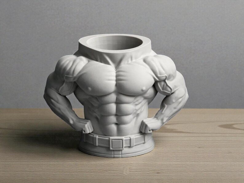 Bodybuilder Pen Holder STL File for 3D Printing, Fitness Desk Organizer ...