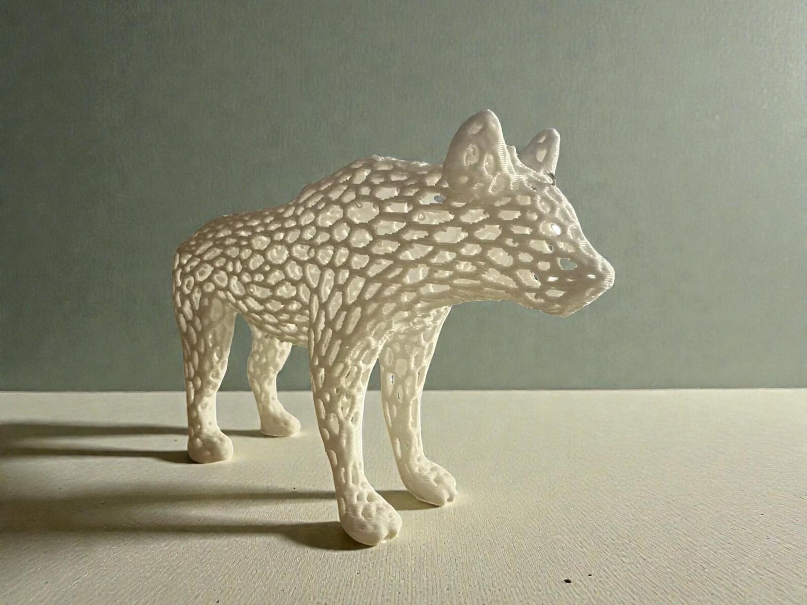 Voronoi Hyena STL File for 3D Printing, Geometric Animal Sculpture ...