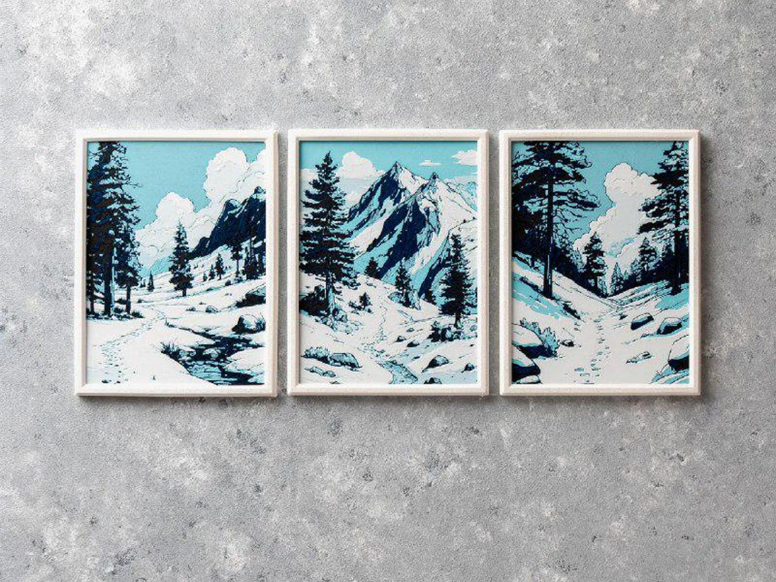 Winter Trails Wall Art STL File for 3D Printing, Nature Landscape Wall ...