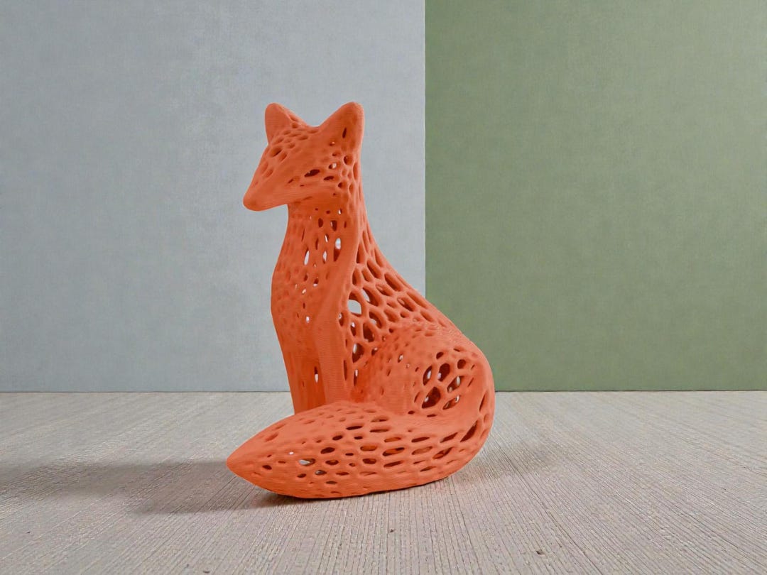 Voronoi Fox STL File for 3D Printing, Geometric Animal Sculpture ...