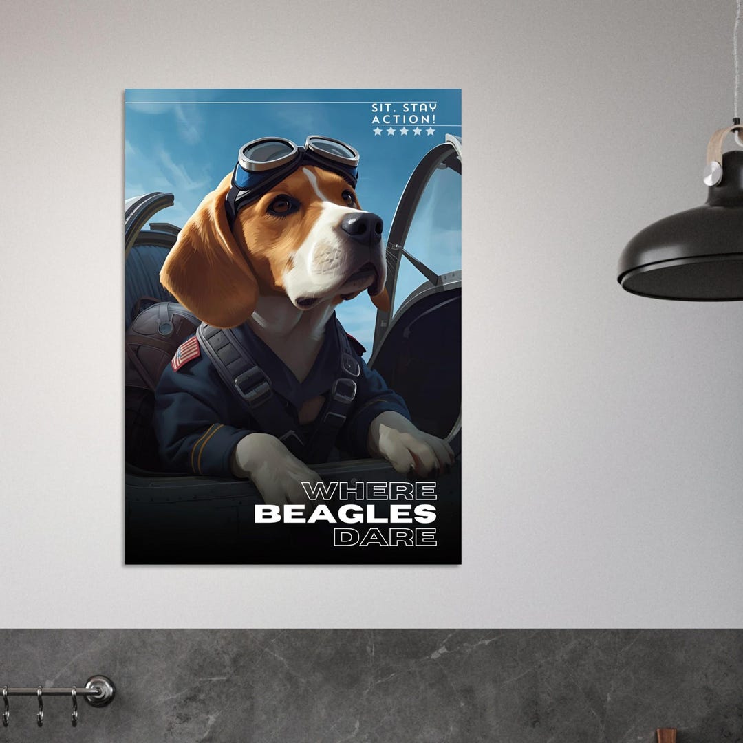 Beagle Dog Portrait Posters – 'where Beagles Dare' Film Pun for Dogs - Etsy
