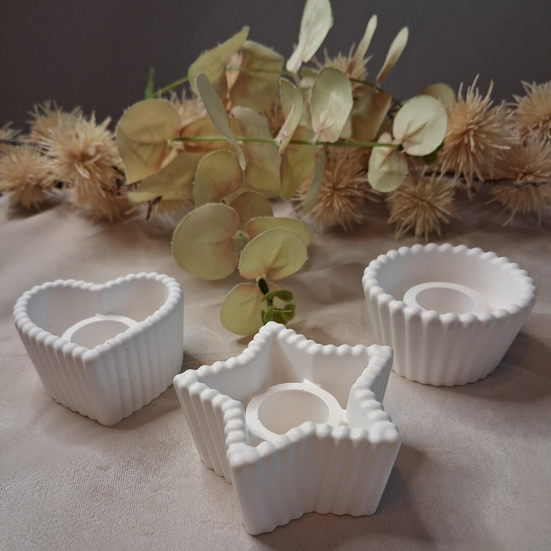 Small Candlesticks, Taper Candle Holders Made of White Raysin. Heart ...