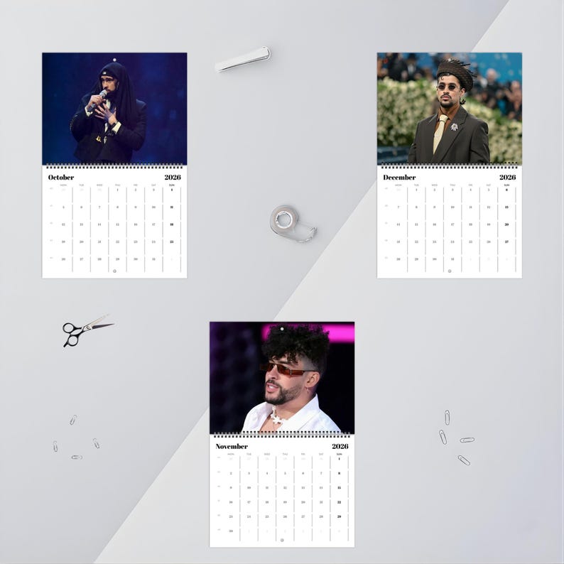 Bad Bunny 2026 Wall Calendar Minimal Music Artist Fan Home Decor Gift ...