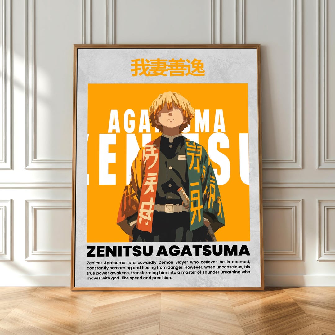Zenitsu Agatsuma Digital Wall Art, Demon Slayer Canvas Print, Thunder ...