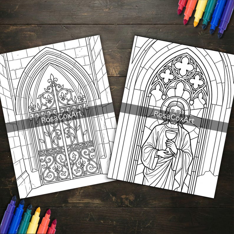 Gothic Architecture Coloring Pages Printable Cathedral Arches Gargoyles ...