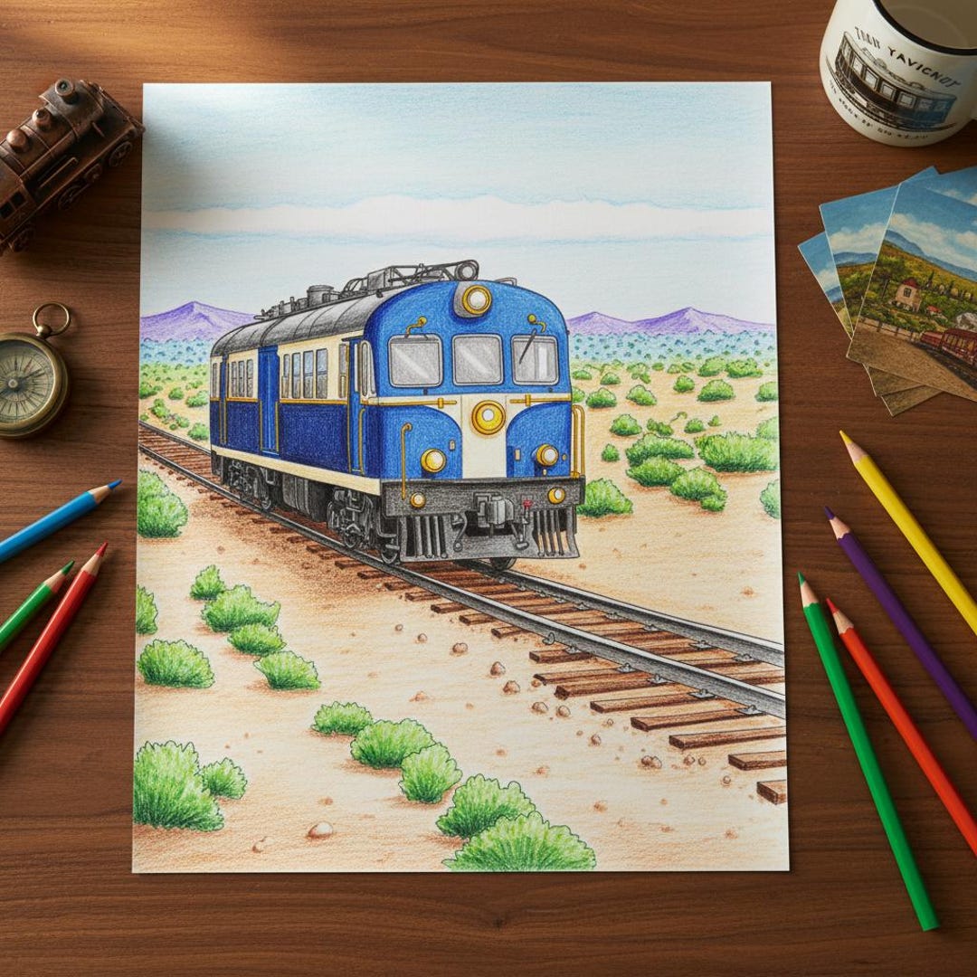 Detailed Vintage Train Locomotive Coloring Page Adult Stress Relief ...