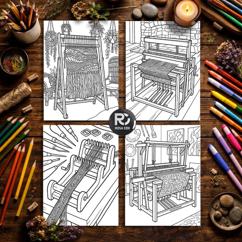 Loom Weaving Coloring Pages for Adults, 20 A4 Printable Designs PDF ...