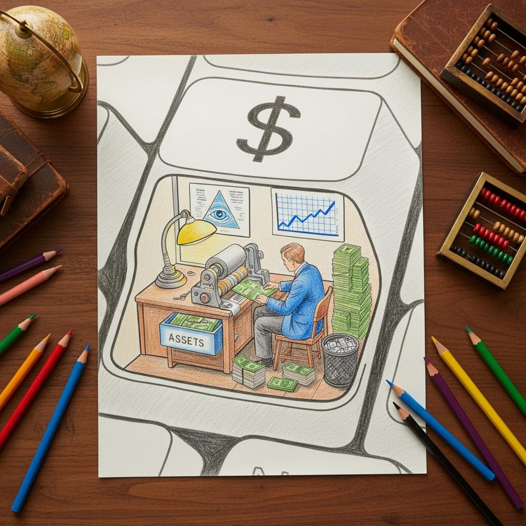 Conspiracy Theory Coloring Page Dollar Key Capitalism Finance Office ...