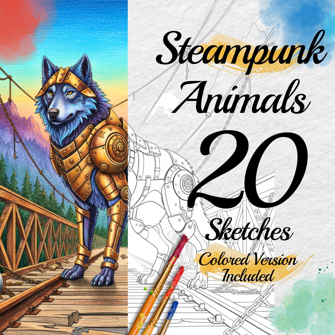 Steampunk Animal Coloring Pages Adult Coloring Book Printable ...