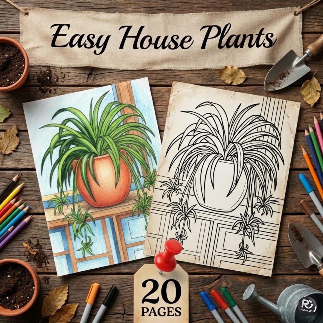 House Plant Coloring Pages for Adults | 20 Easy Printable Art Sheets ...