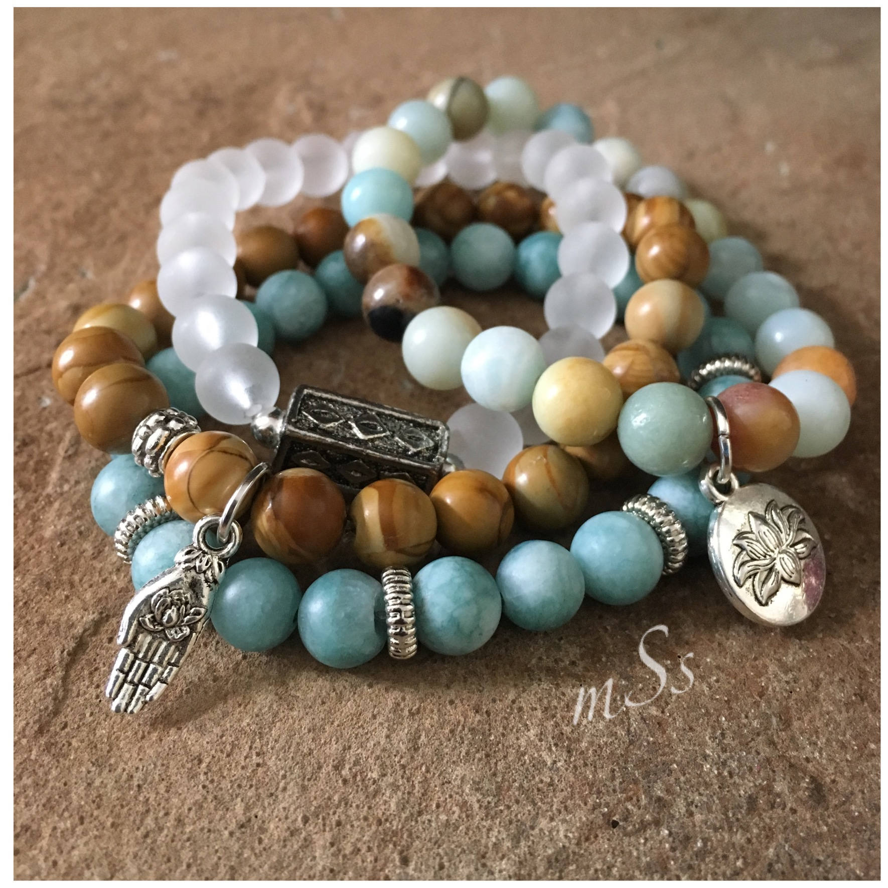 Zen Gemstone Bracelets-beaded-bracelet Set-stretch-bohemian | Etsy