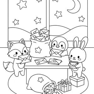 Cute Cozy Christmas Kids Coloring Book Printable | Kawaii Holiday ...