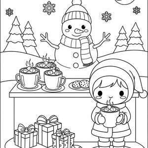 Cute Cozy Christmas Kids Coloring Book Printable | Kawaii Holiday ...