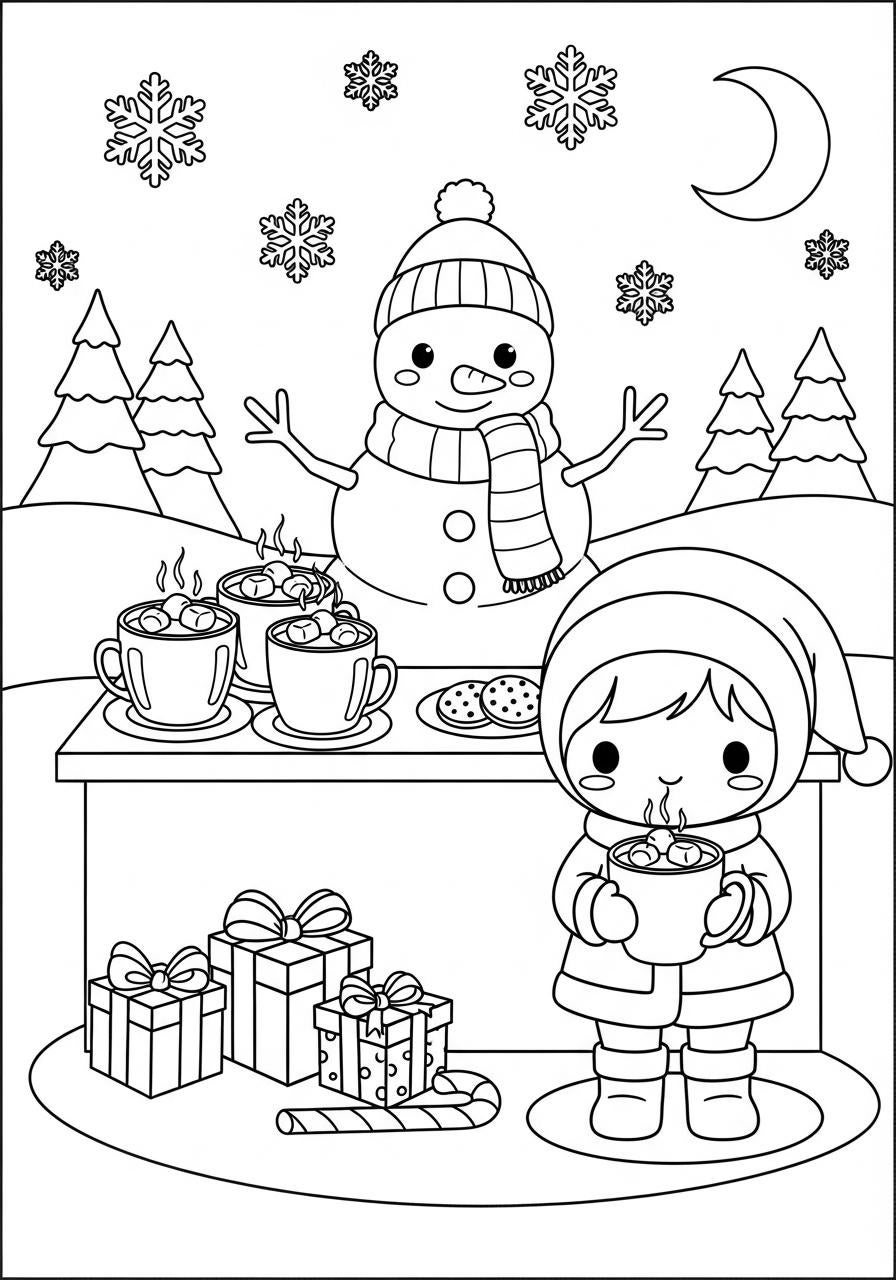Cute Cozy Christmas Kids Coloring Book Printable | Kawaii Holiday ...
