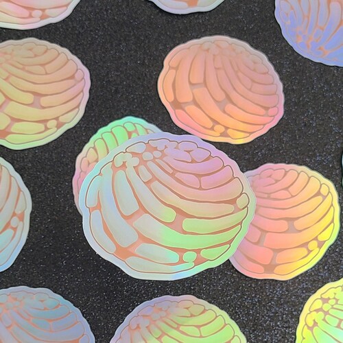 Concha Holographic Vinyl Sticker Vanilla Concha Sticker Pan - Etsy