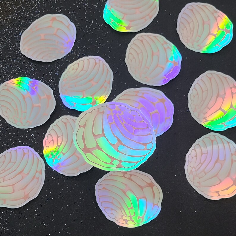Concha Holographic Vinyl Sticker Vanilla Concha Sticker Pan - Etsy