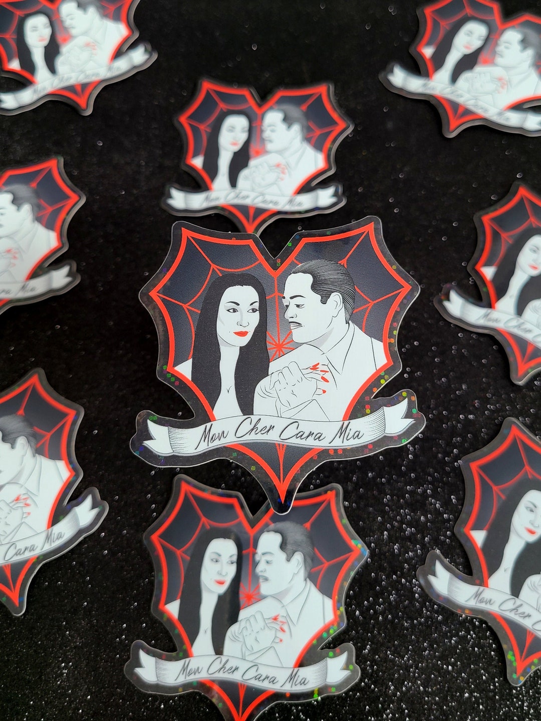 Morticia & Gomez Sticker- the Addams Family Sticker, Spooky Line Art ...