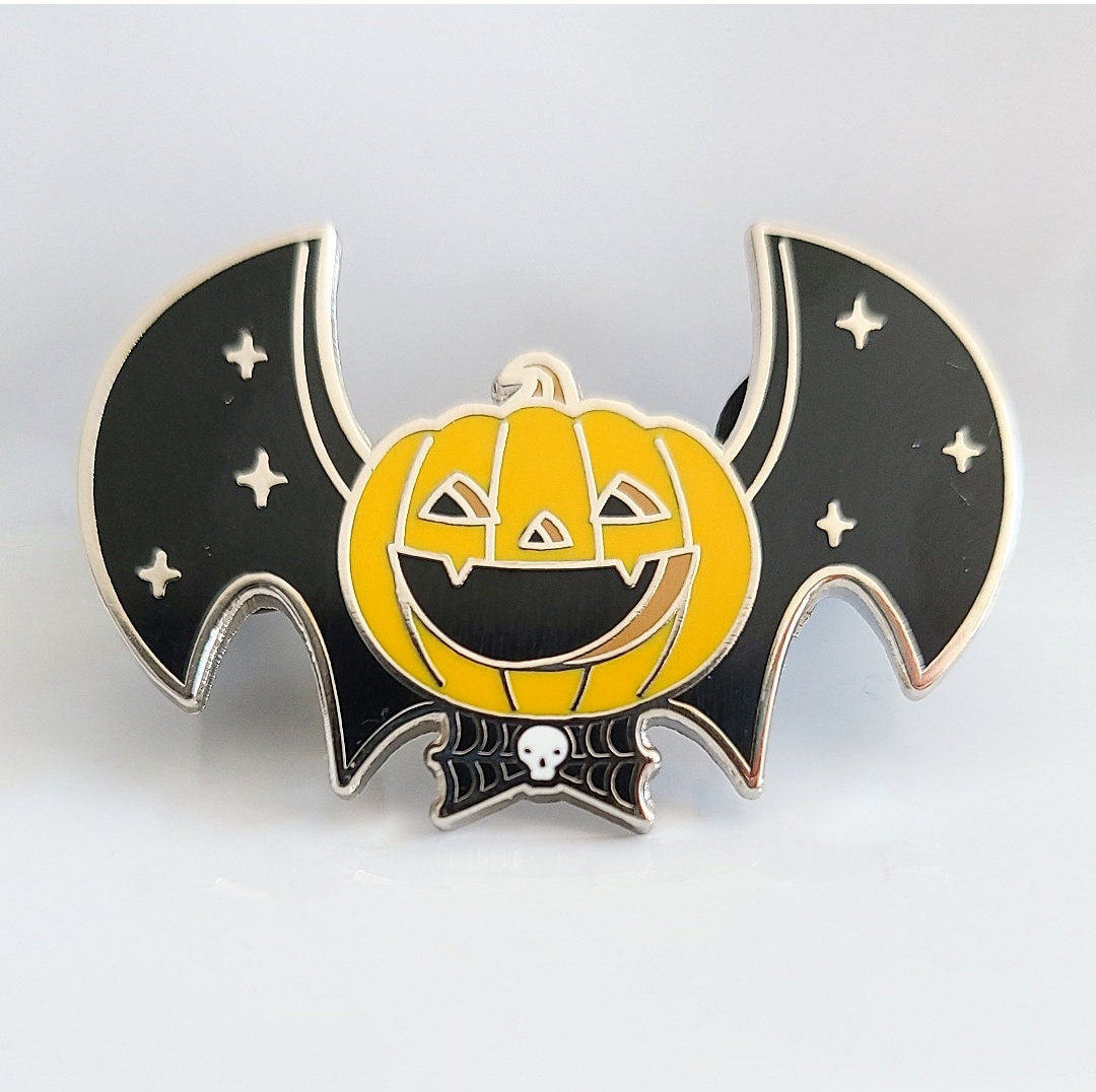 Mr. Bumpkin Enamel Pin - Halloween Pin, Spooky Pin, Bat Pin, Pumpkin ...