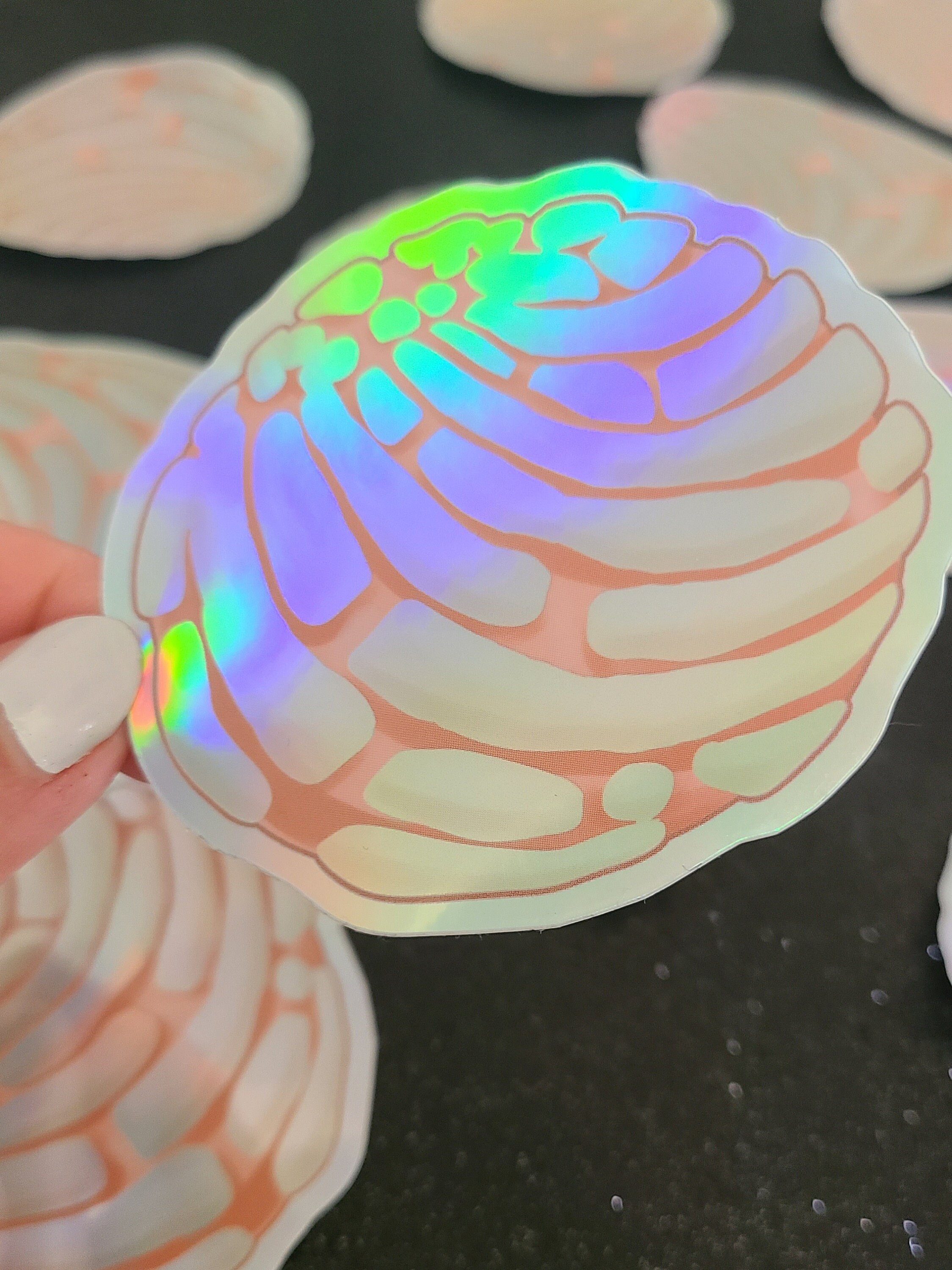 Concha Holographic Vinyl Sticker Vanilla Concha Sticker Pan | Etsy
