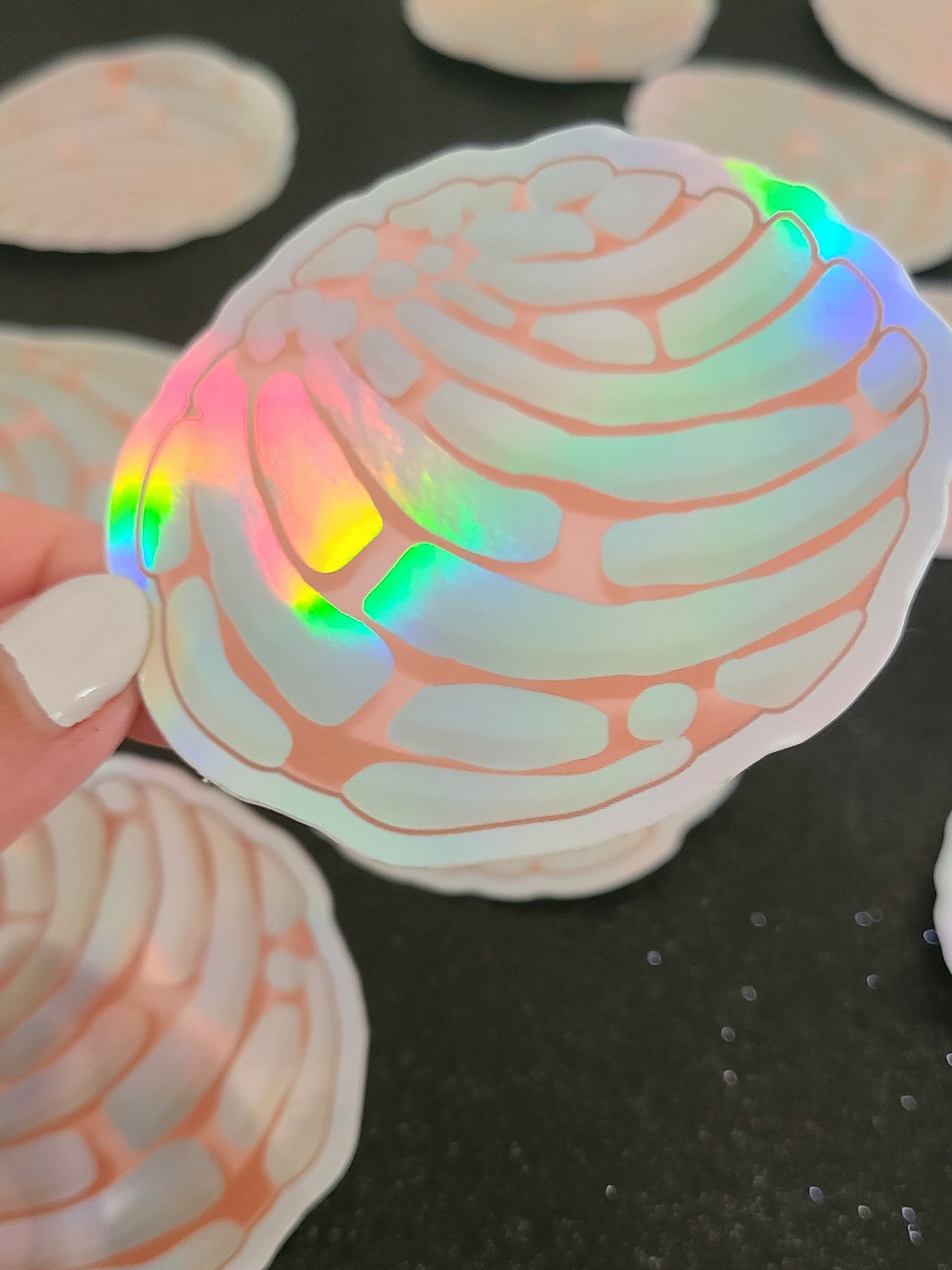 Concha Holographic Vinyl Sticker Vanilla Concha Sticker Pan - Etsy