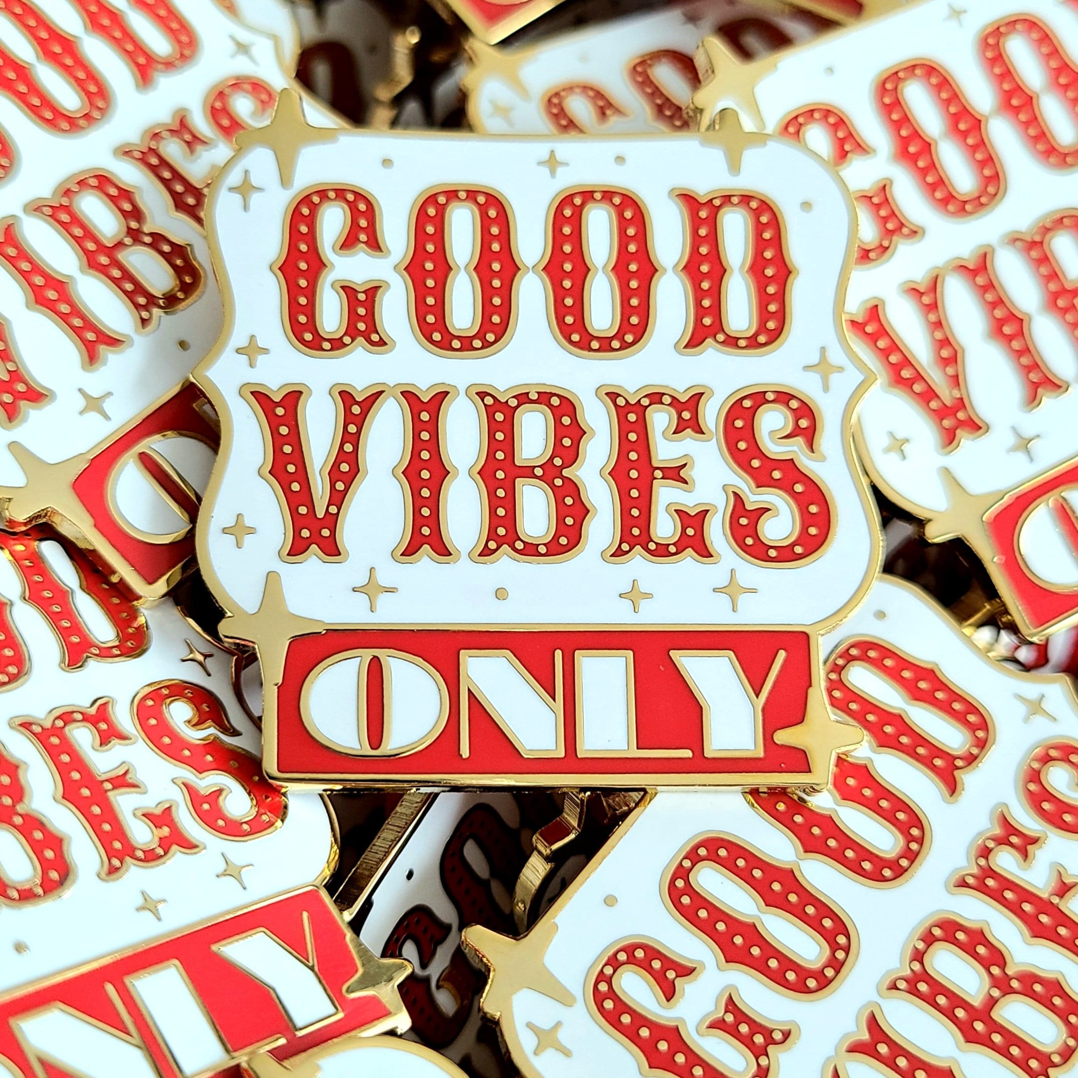 Good Vibes Only Enamel Pin - Vibing, Vintage Style, Vintage Sign, Stars ...