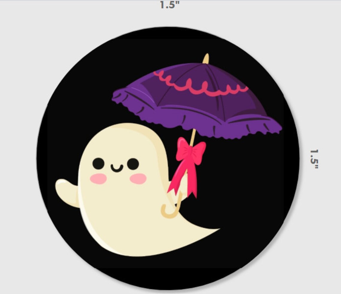 Cute Happy Ghost Vinyl Sticker Ghost Sticker Circle | Etsy