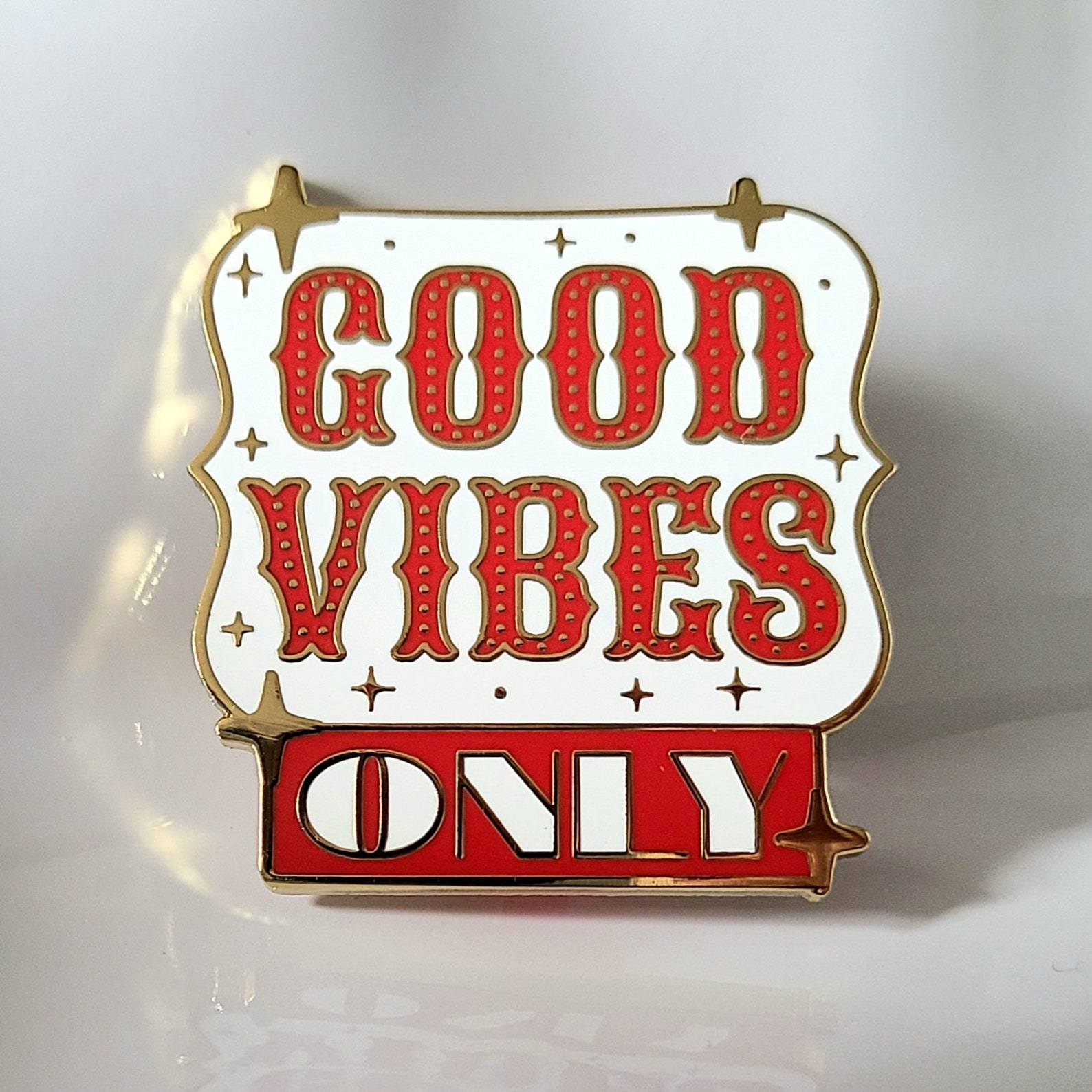 Good Vibes Only Enamel Pin - Vibing, Vintage Style, Vintage Sign, Stars ...