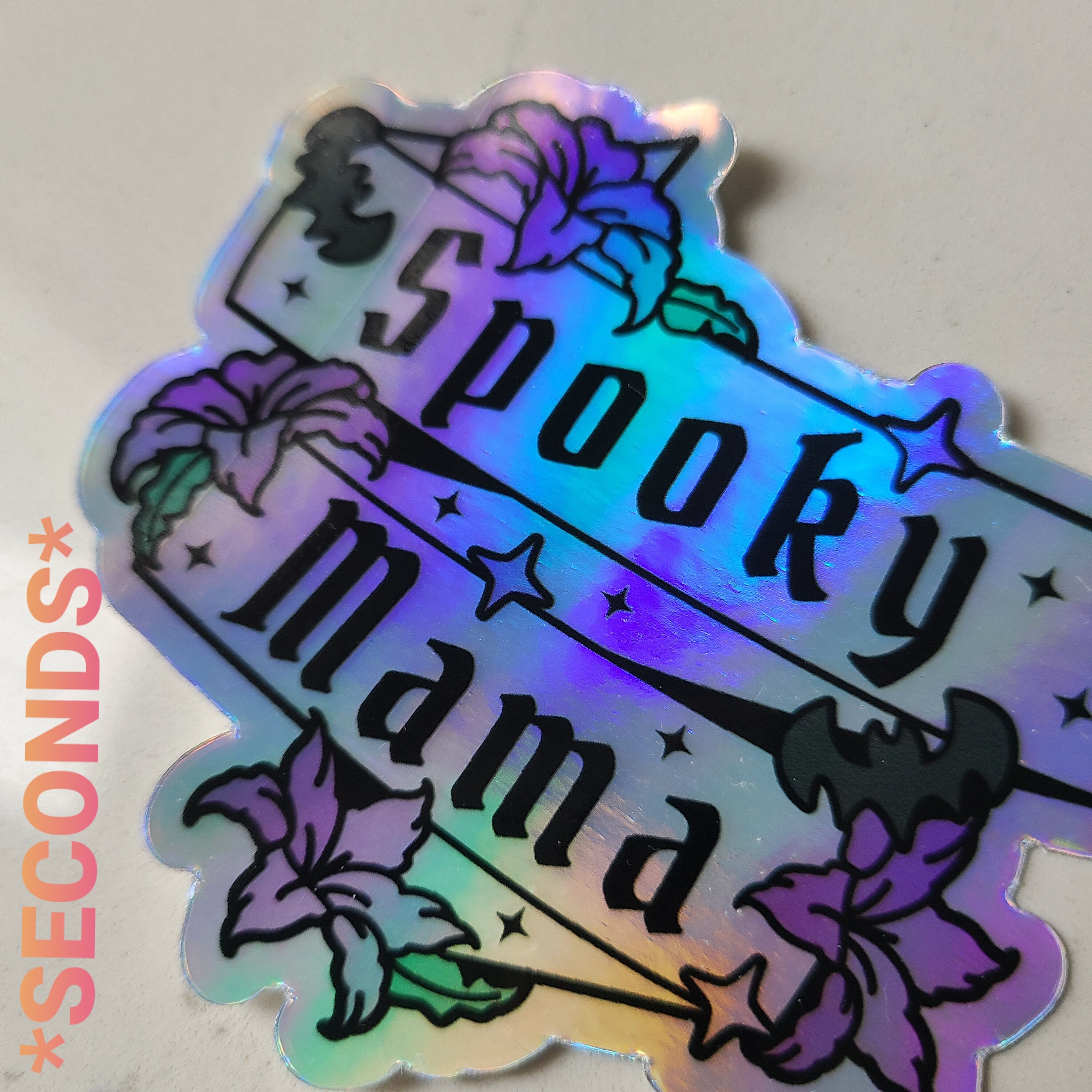 Spooky Mama Holographic Vinyl Sticker Decals Spooky Sticker - Etsy