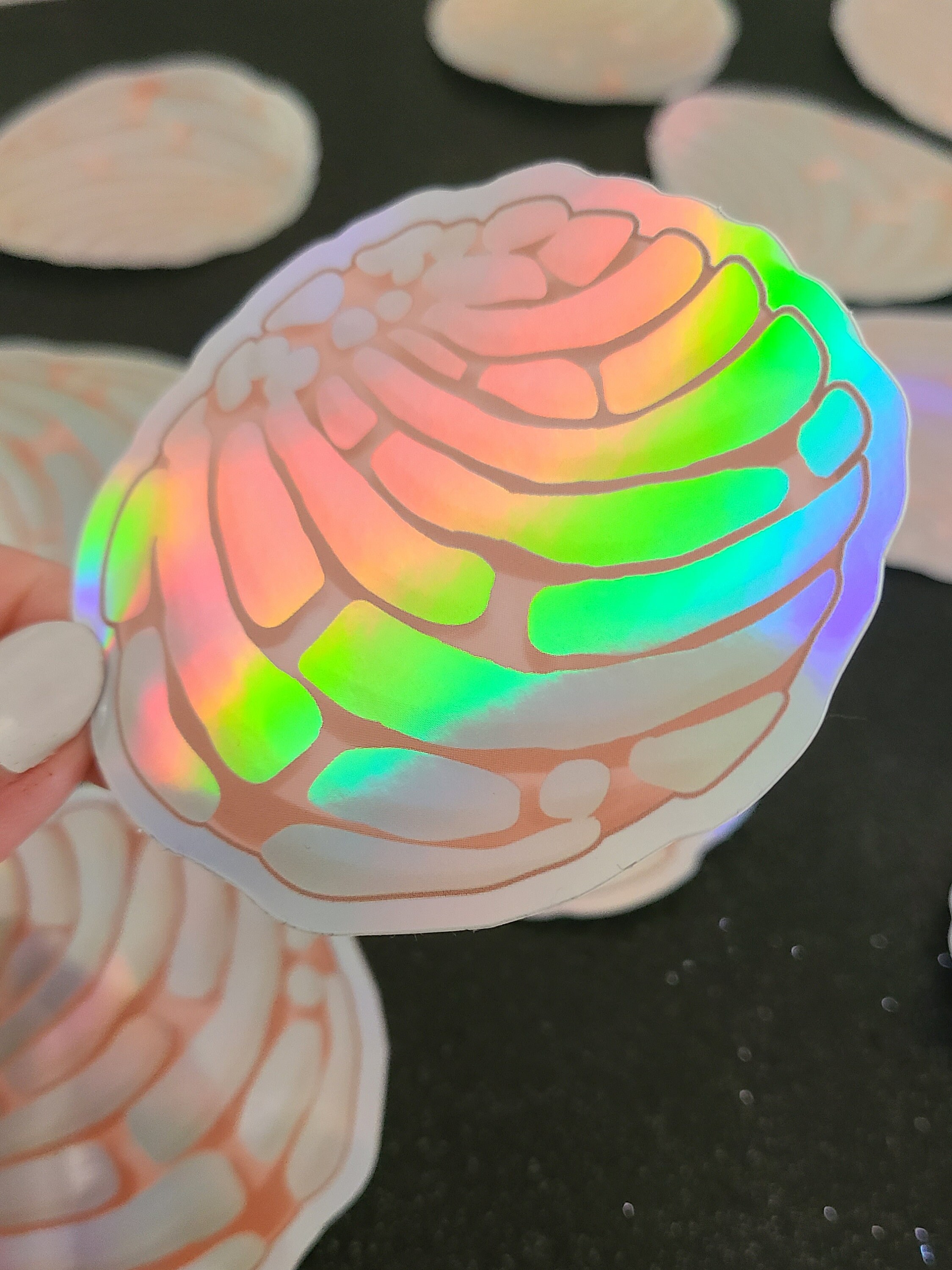 Concha Holographic Vinyl Sticker Vanilla Concha Sticker Pan | Etsy