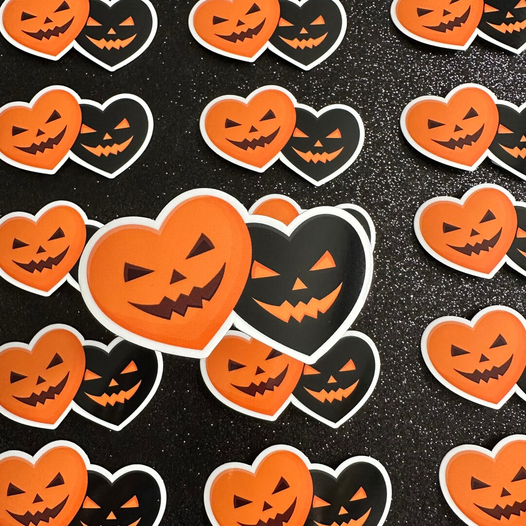Jack O Lantern Heart Vinyl Sticker - Etsy