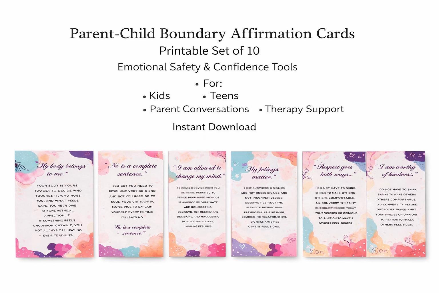 Parent-child Boundary Affirmation Cards | Emotional Safety, Confidence ...