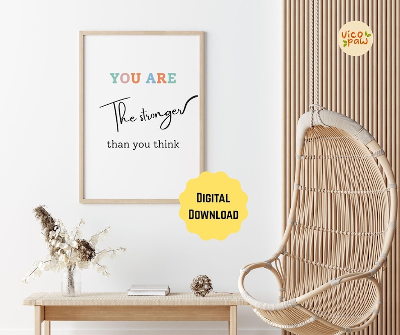 You Are the Stronger Than You Think Print Simple Affirmation Wall Art ...
