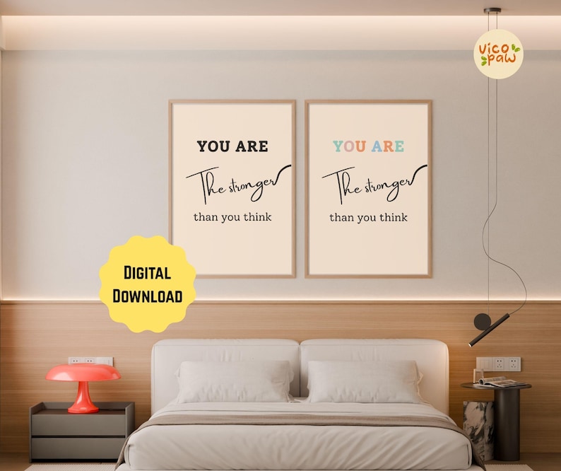 You Are the Stronger Than You Think Print Simple Affirmation Wall Art ...