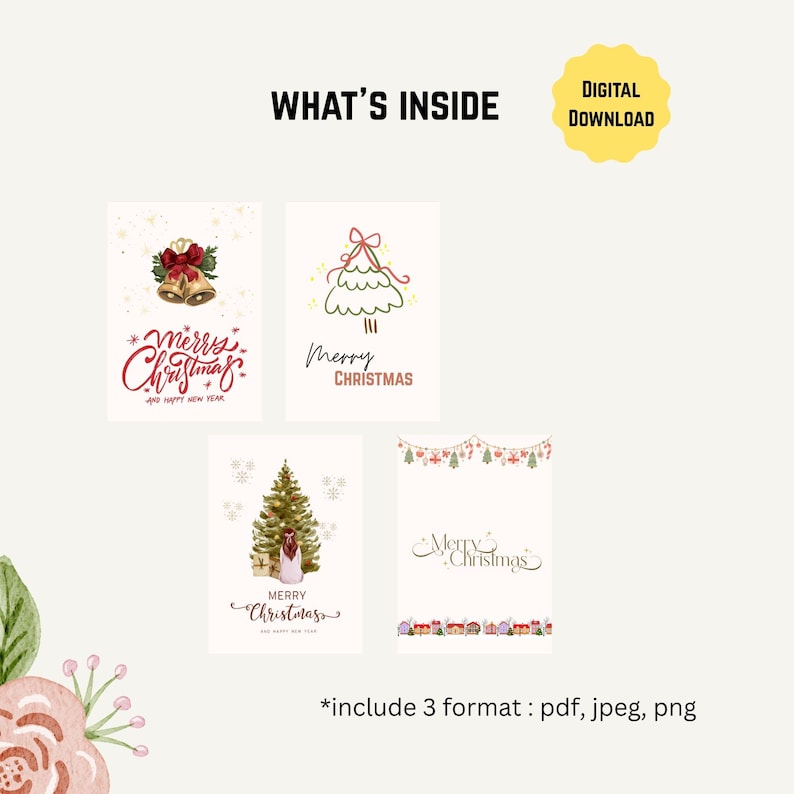 Printable Christmas Card Bundle: A4 Holiday Cards (digital Download) - Etsy