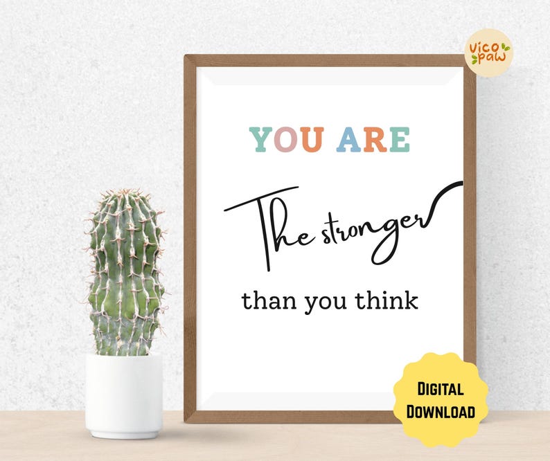 You Are the Stronger Than You Think Print Simple Affirmation Wall Art ...