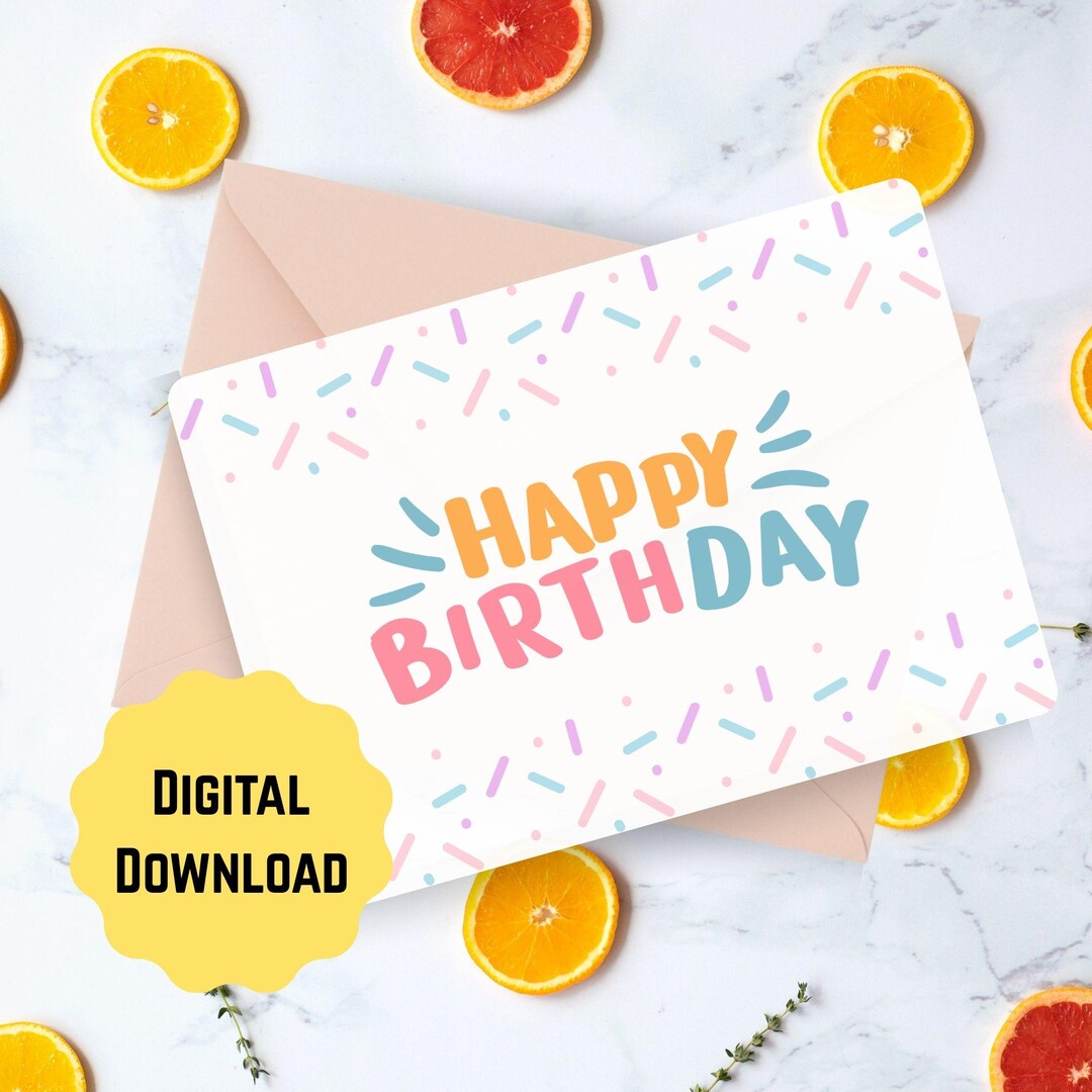 Sprinkle Birthday Card: Printable A4 (digital Download) - Etsy