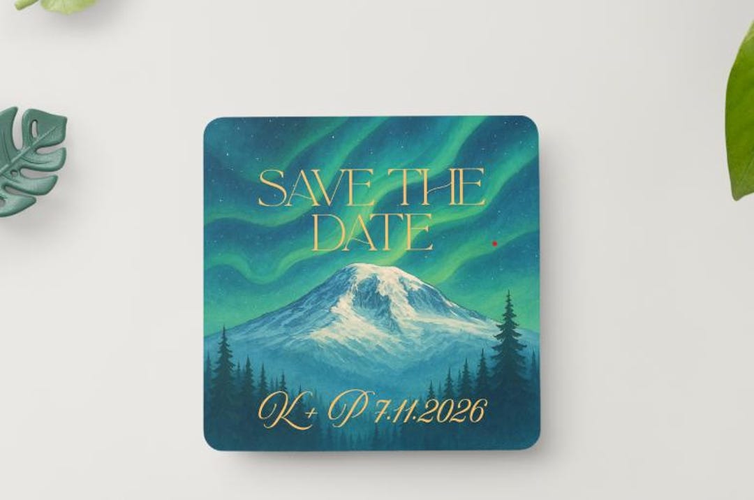 Personalized Mount Rainier Save the Date Magnet, PNW Wedding - Etsy