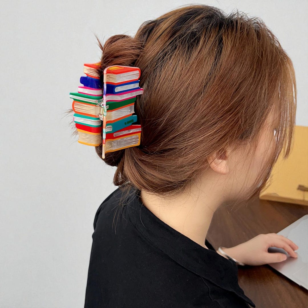 Colorful Acrylic Hair Claw Clip – Retro Book Spine Design for Hair - Etsy