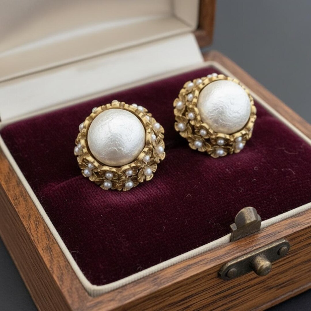 Baroque Pearl Studs, 24K Gold Plated S925 Silver Earrings, Large ...