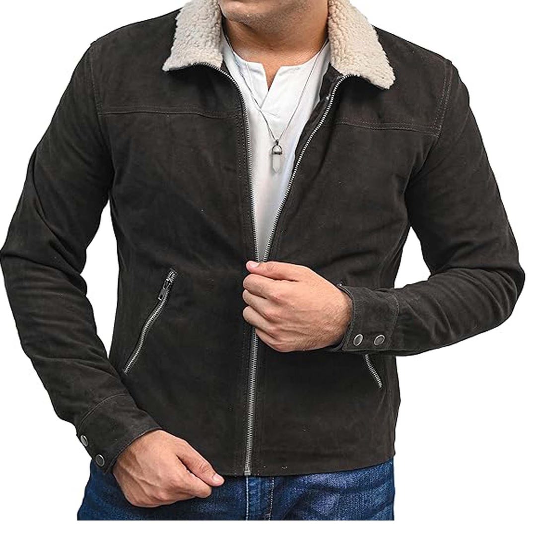 RICK GRIMES Suede Jacket With a Sherpa Collar. - Etsy