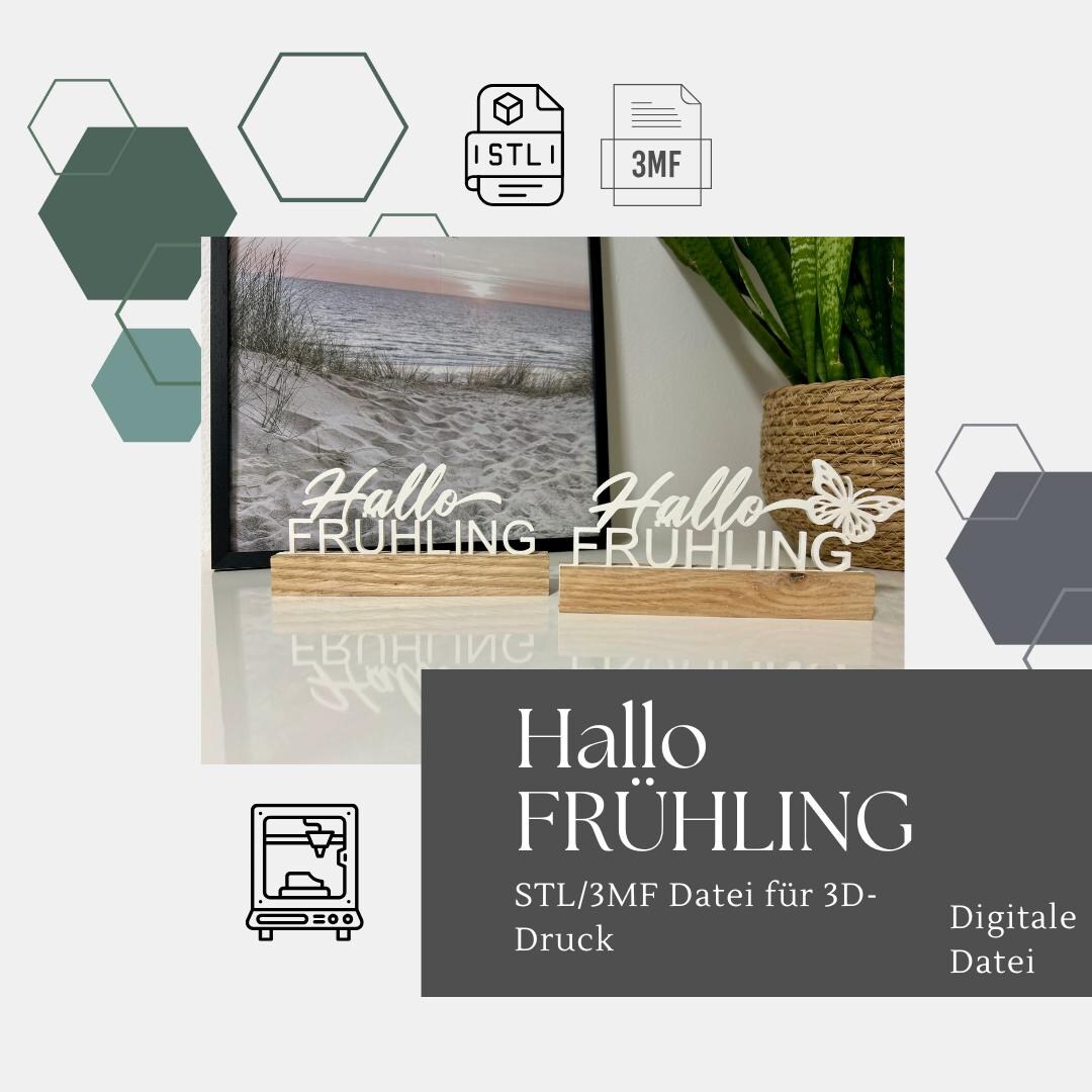 Hello Spring STL File | Block Decor 3D Print | 2 Designs With & Without ...