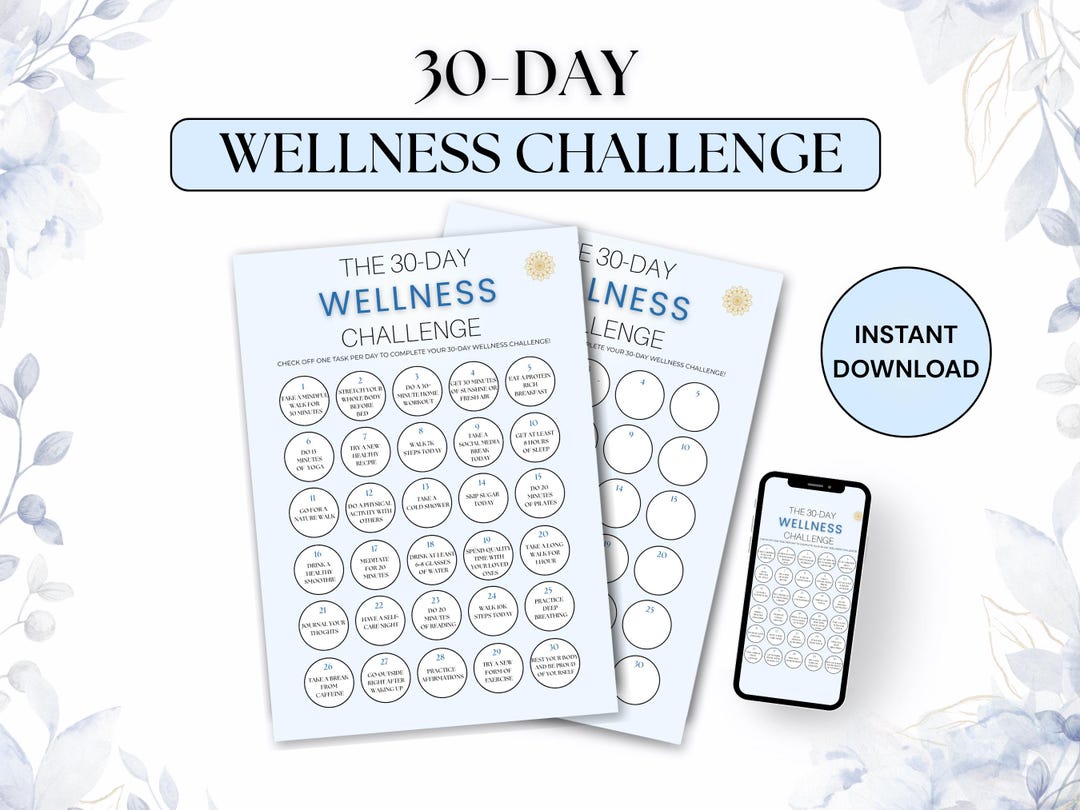 30 Day Wellness Challenge Printable, Self Care & Health Planner ...