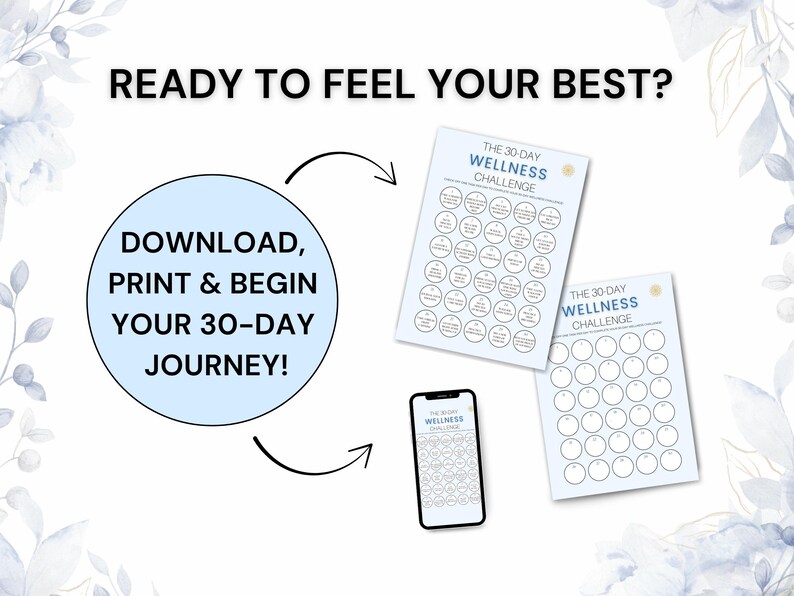 30 Day Wellness Challenge Printable, Self Care & Health Planner ...