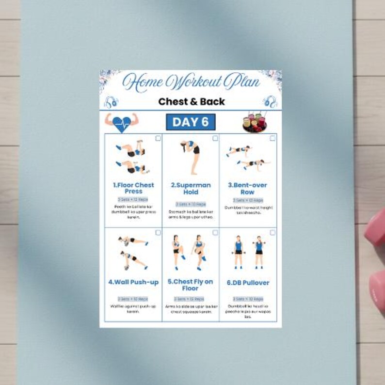 Editable 7 Day Home Workout Plan Canva, Printable Fitness Planner With ...