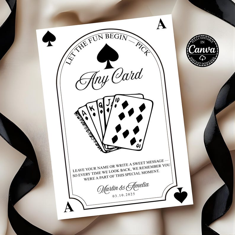 Editable Ace of Spades Invitation – Minimalist “pick Any Card” Game ...