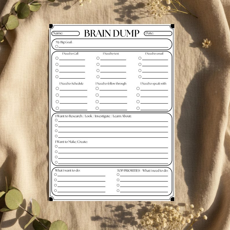 Editable ADHD Brain Dump Printable, Daily Planner and To-do List for ...
