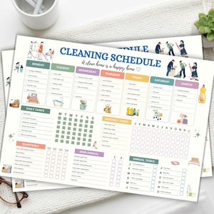 Editable Cleaning Schedule Checklist Canva Template, Daily Weekly ...