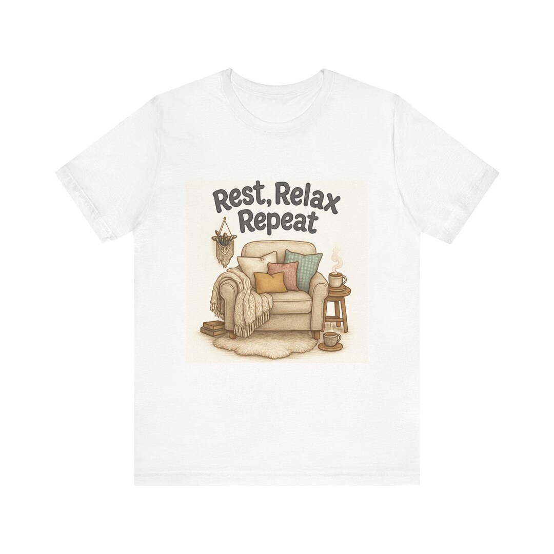 Rest Relax Repeat Armchair Illustration T-shirt | Cozy Reading Lounge ...
