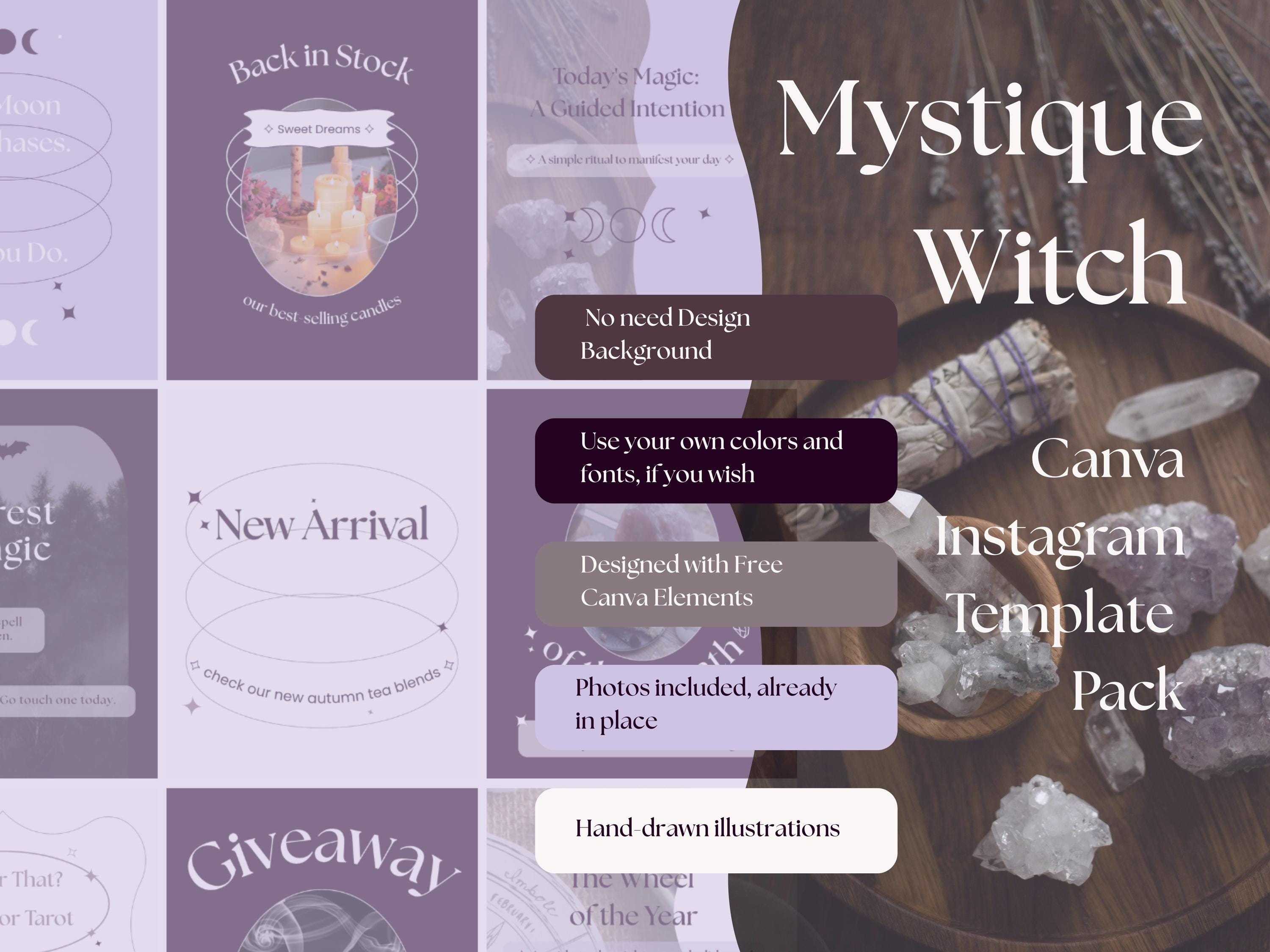 Mystic Witch Canva Instagram Templates: Spiritual Branding (digital ...