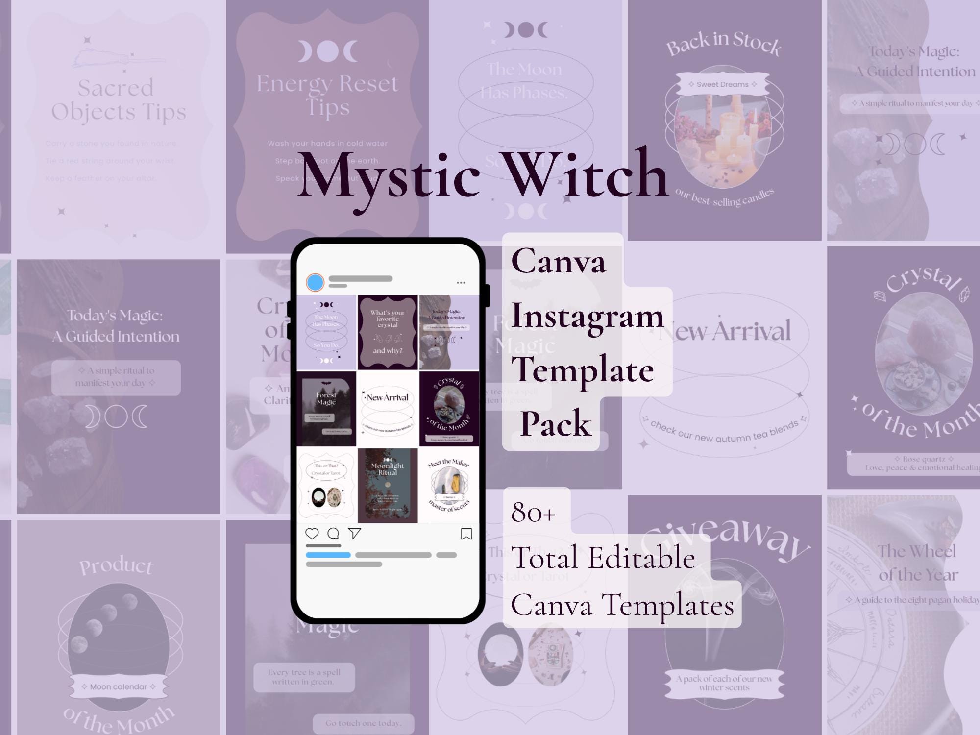 Mystic Witch Canva Instagram Templates: Spiritual Branding (digital ...